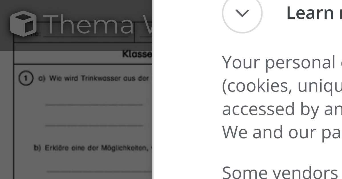 Thema Wasser Sachunterricht - 4. Klasse