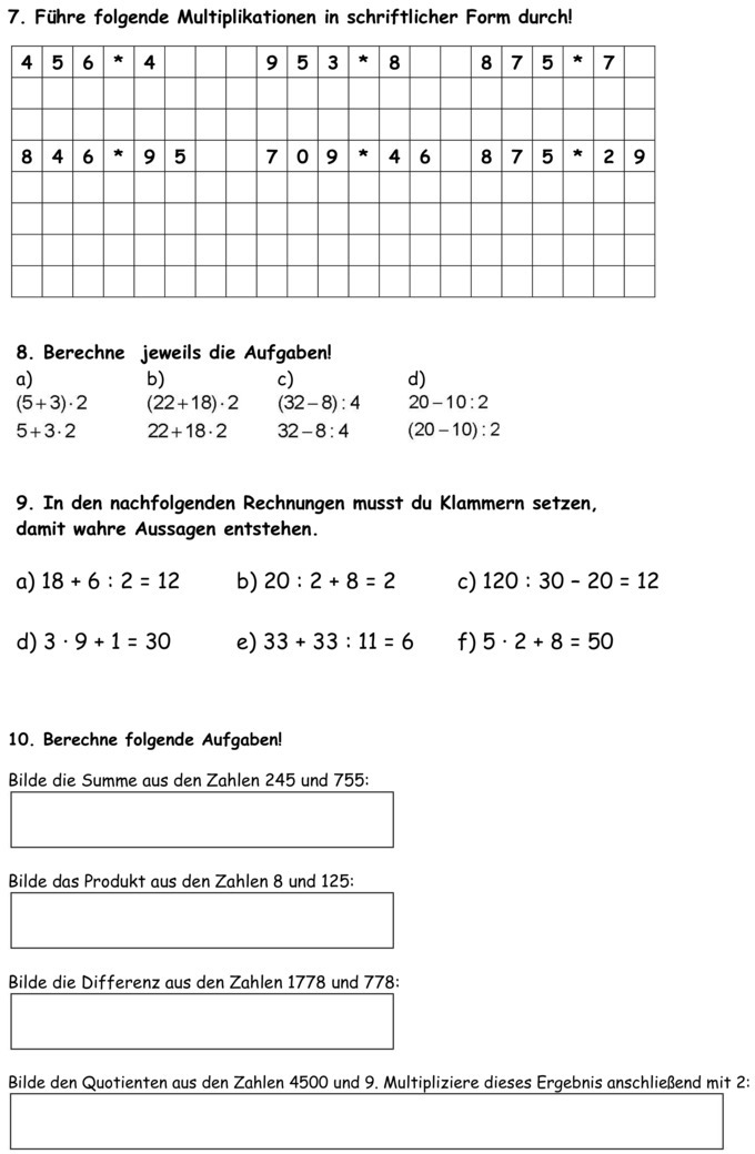 Klassenarbeit zu Teiler und Primzahlen