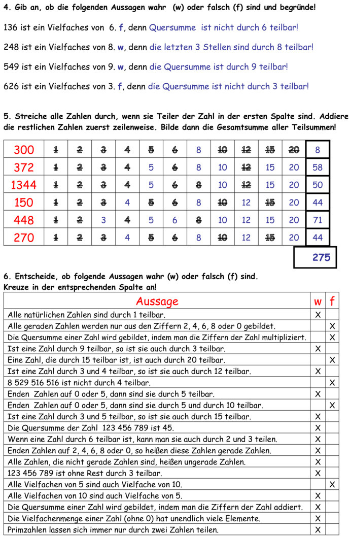 Klassenarbeit Zu Teiler Und Vielfache Klassenarbeit Zu Teiler Und Vielfache
