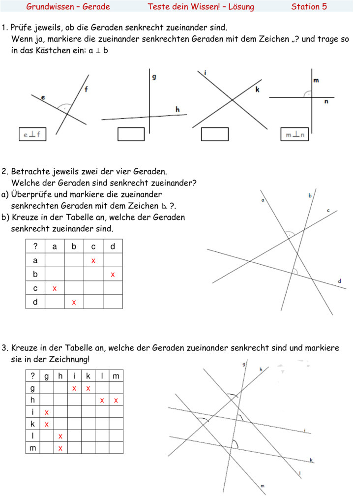 Übungsblatt zu Geometrie [6. Klasse]
