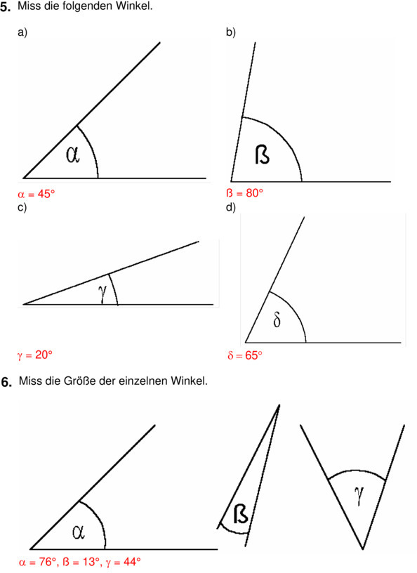 Übungsblatt zu Winkel