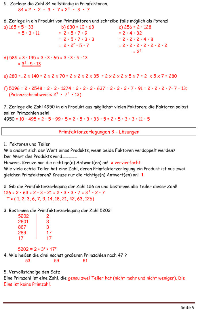 Übungsblatt zu Teiler und Vielfache