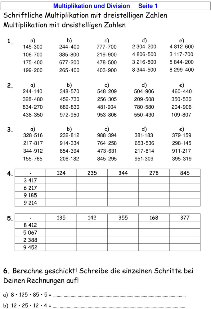 Arbeitsblatter Mathe Klasse 5 Zehnersystem