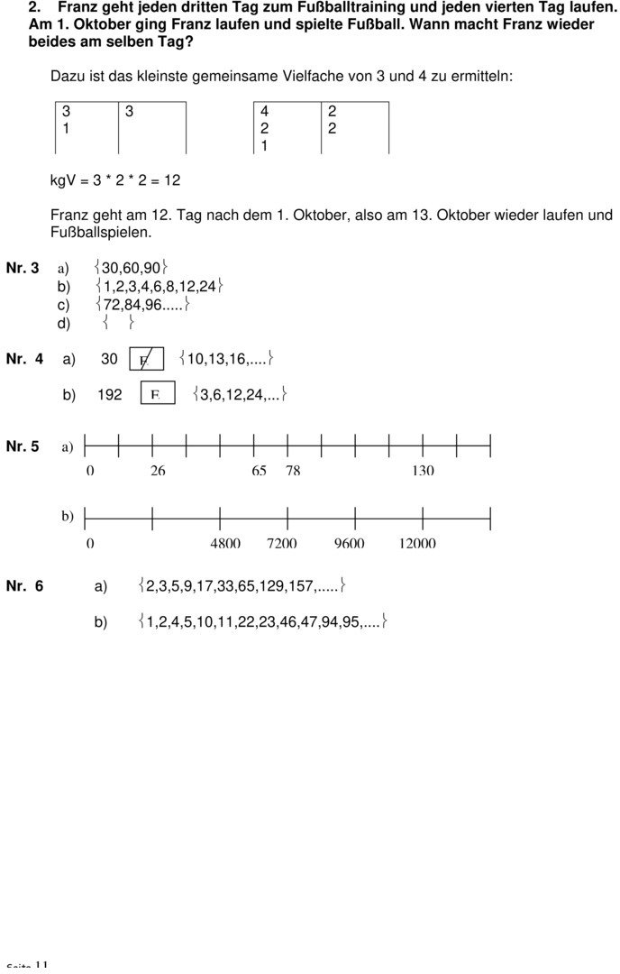 Übungsblatt zu Teiler und Vielfache