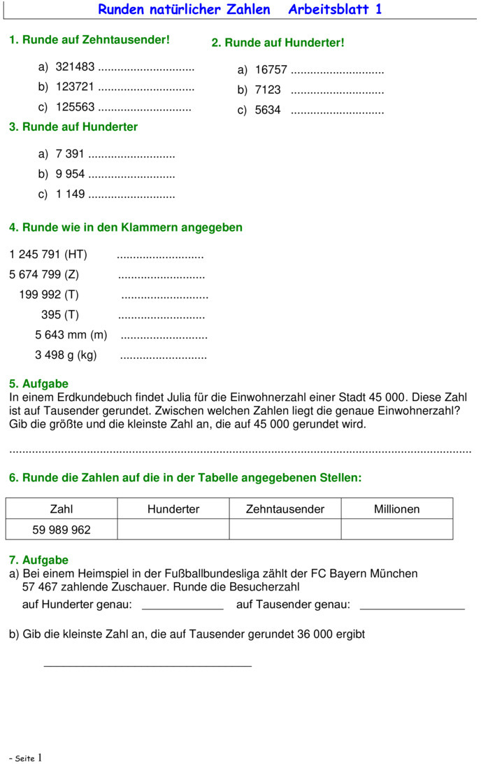 Runden natürlicher Zahlen