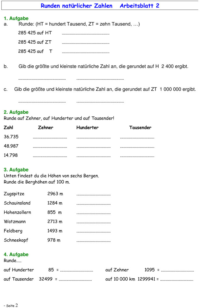 Runden natürlicher Zahlen