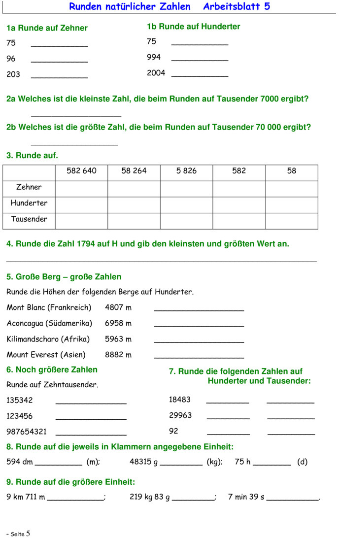 Runden natürlicher Zahlen