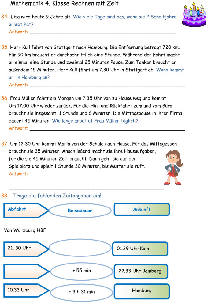 Übungsblatt zu Zeit