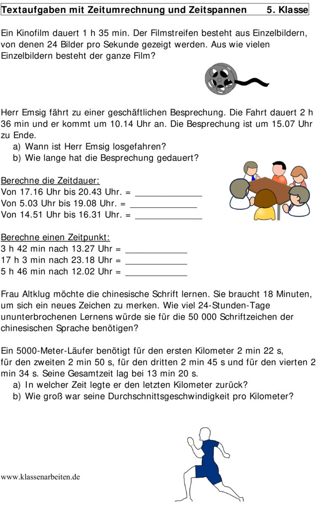 Übungsblatt zu Zeit