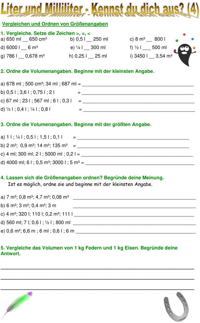 bungsblatt Zu Liter Und Milliliter bungsblatt Zu Liter Und Milliliter