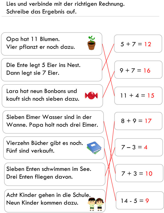 Übungsblatt zu Rechnen von 1 bis 20