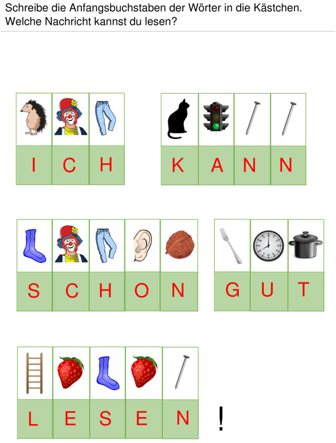 Übungsblatt zu Erstlesen