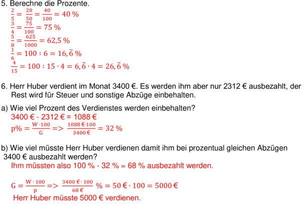 Übungsblatt zu Prozentrechnung