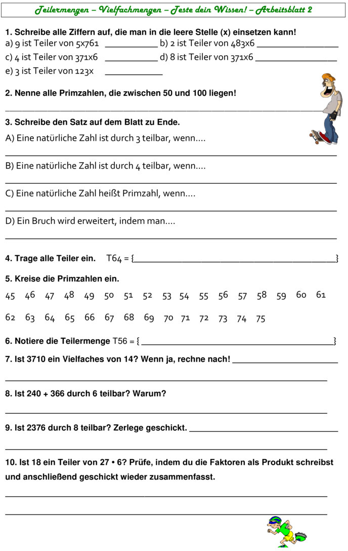 bungsblatt Zu Teiler Und Vielfache bungsblatt-zu-teiler-und-vielfache