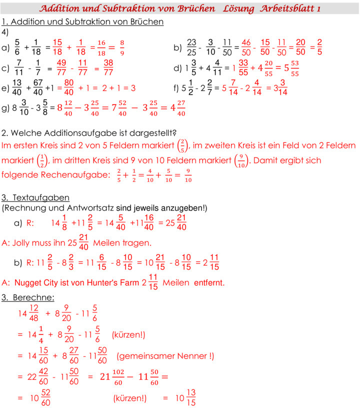 Übungsblatt zu Bruchrechnen