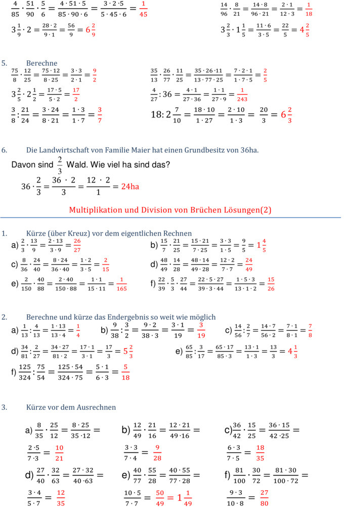 Übungsblatt zu Bruchrechnen