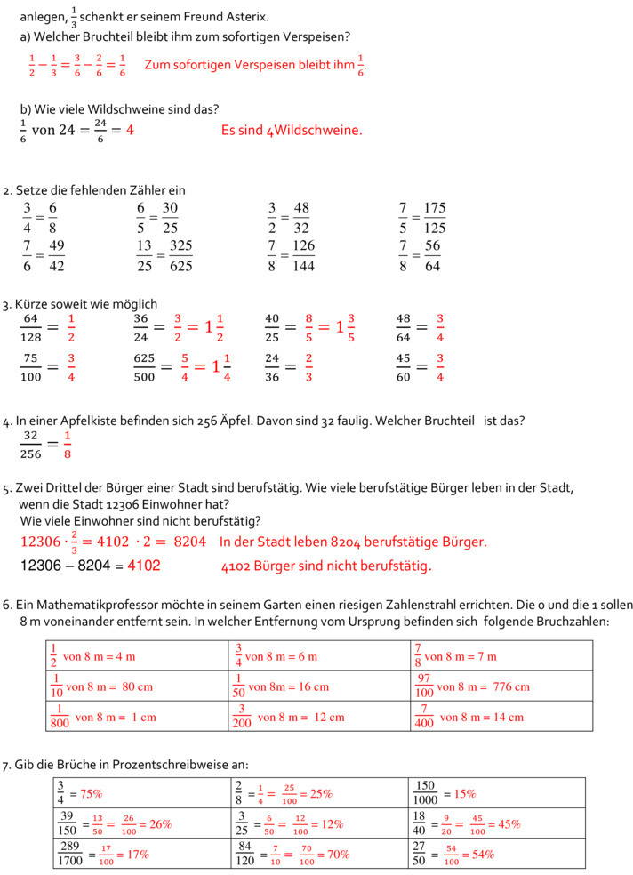 Übungsblatt zu Bruchrechnen