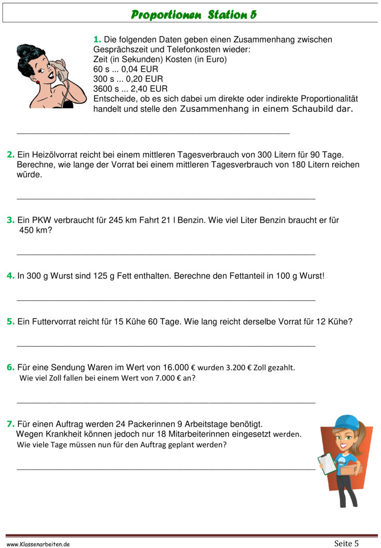 Übungsblatt zu Proportionale Zuordnungen