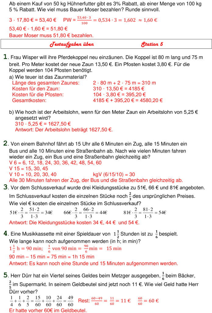 Übungsblatt zu Sonstiges [Mathe 6. Klasse]