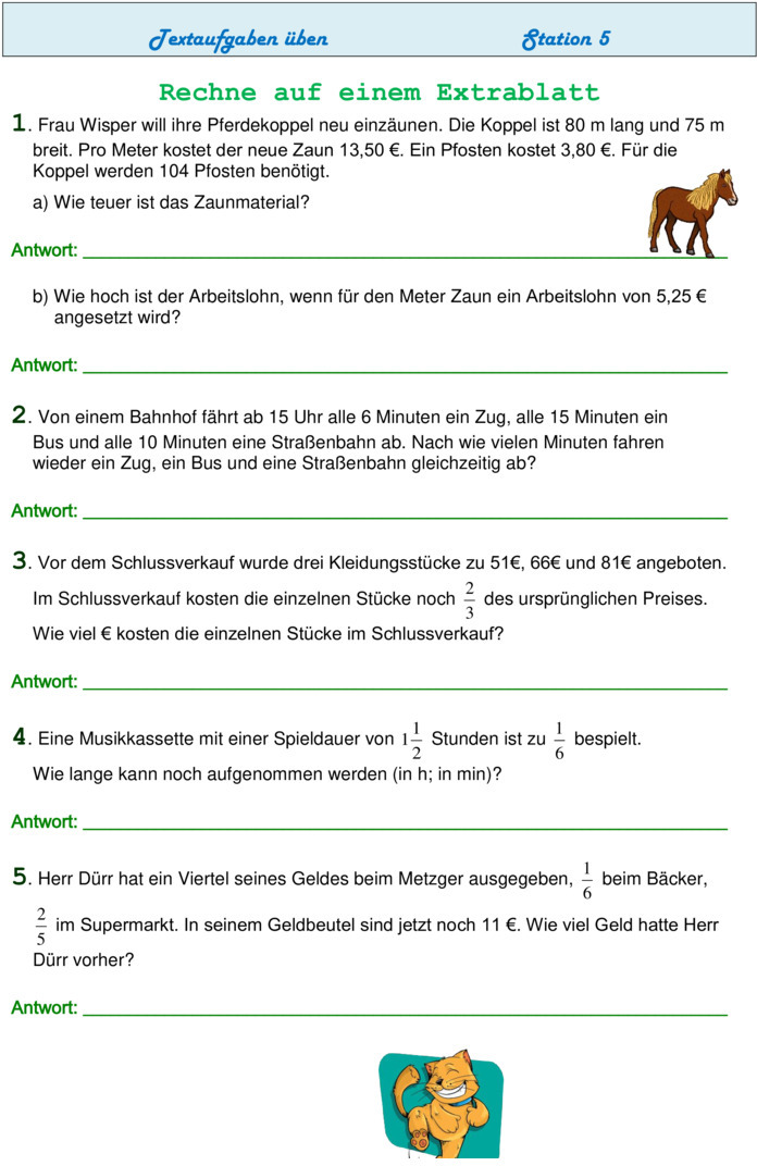 Übungsblatt zu Sonstiges [Mathe 6. Klasse]