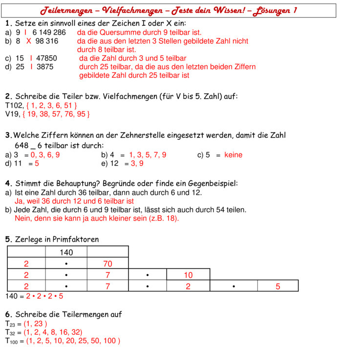 bungsblatt Zu Teiler Und Vielfache bungsblatt Zu Teiler Und Vielfache