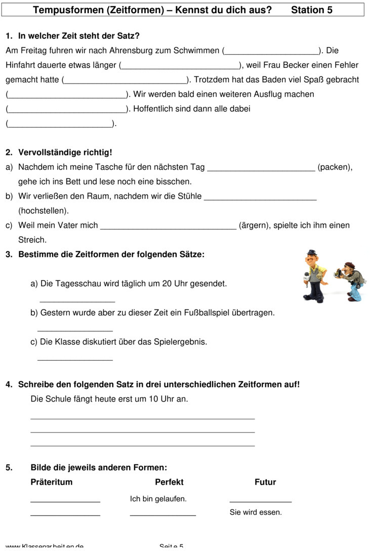 Übungsblatt zu Zeitformen