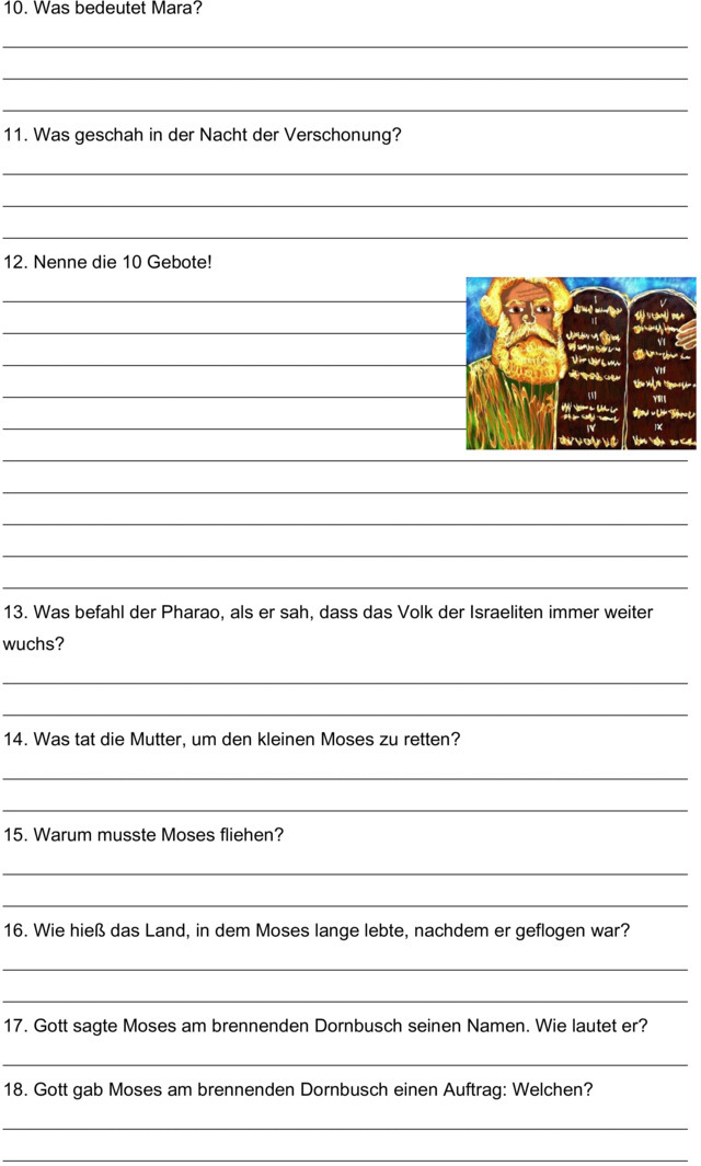 Übungsblatt zu Mose