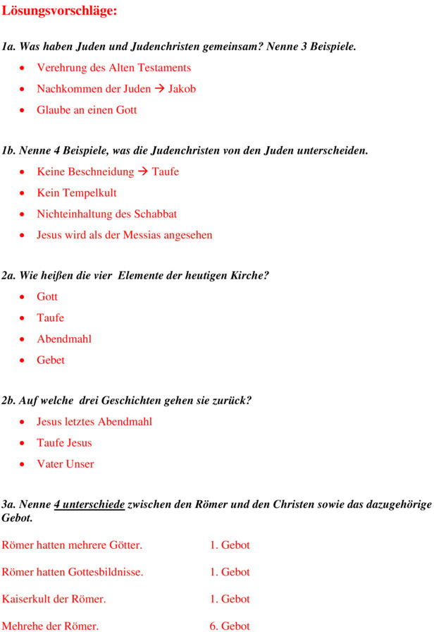 Klassenarbeit zu Judentum