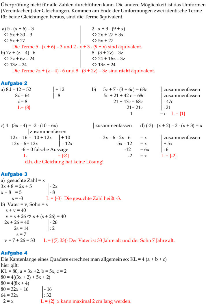 Übungsblatt zu Terme