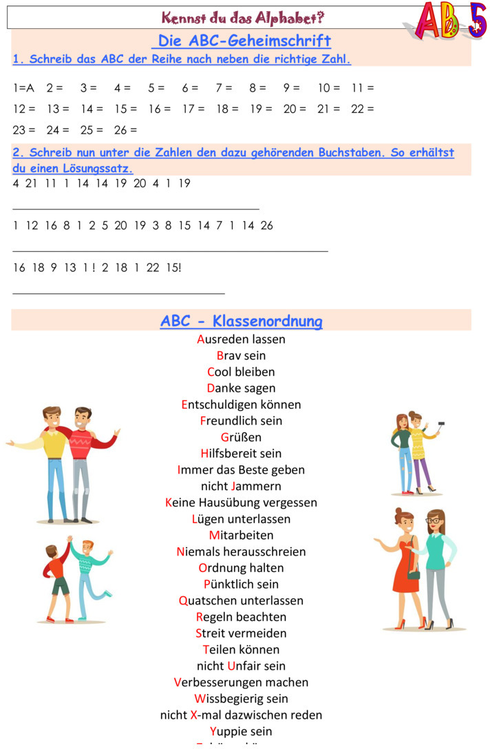 Übungsblatt zu Das ABC [2. Klasse]