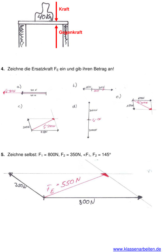 Klassenarbeit zu Kraft [Physik 8. Klasse]