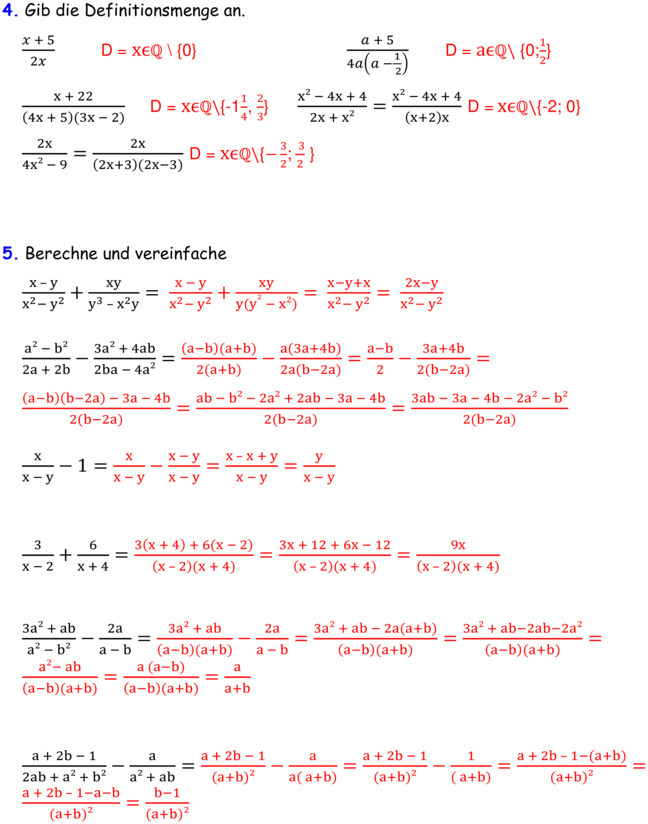 Übungsblatt zu Bruchterme