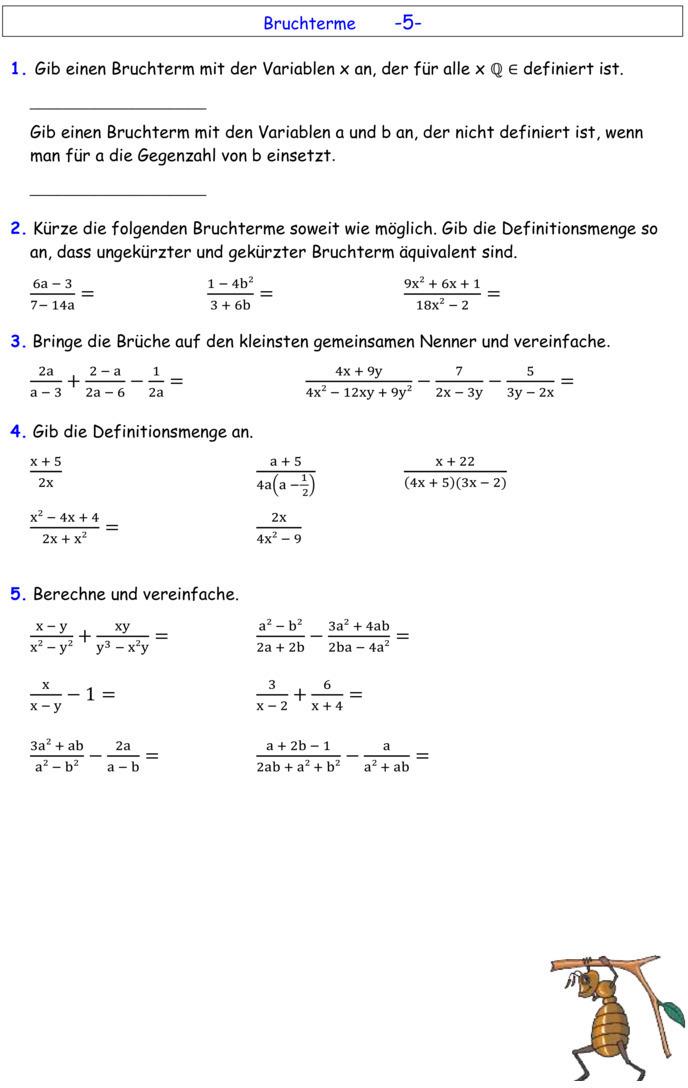 Übungsblatt zu Bruchterme