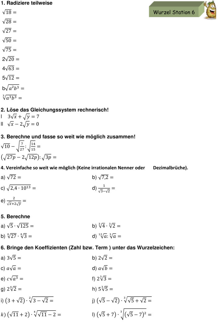 Mathe.zone: Aufgaben Zur Wurzelrechnung – EJDHR