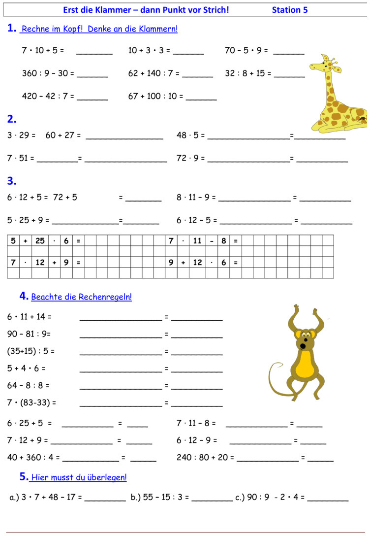 Übungsblatt zu Rechenregeln