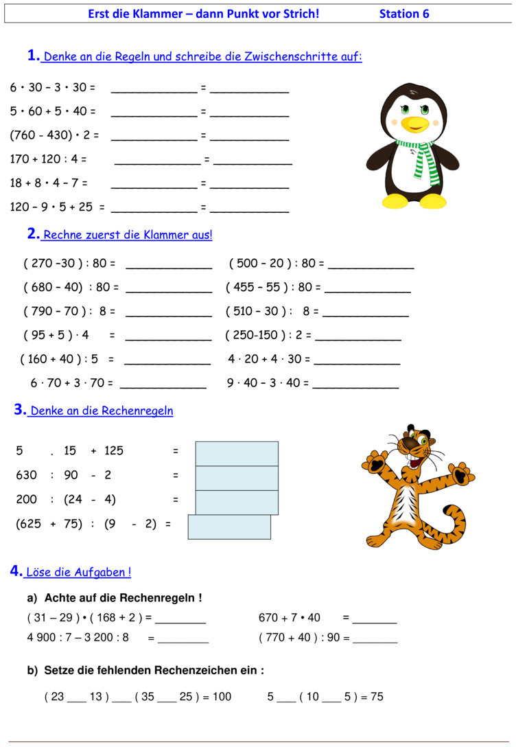 Übungsblatt zu Rechenregeln