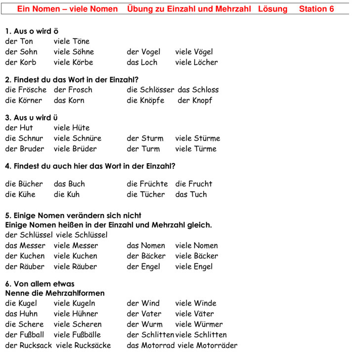 Übungsblatt zu Zusammengesetzte Nomen