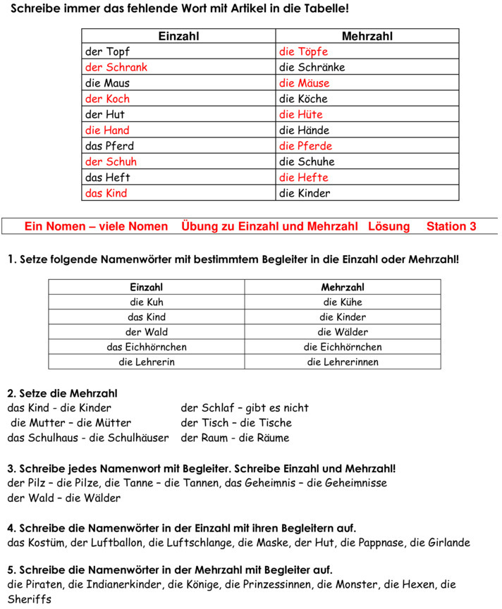 Übungsblatt zu Zusammengesetzte Nomen