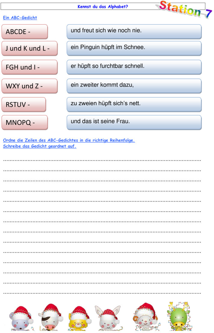 Übungsblatt zu Das ABC [2. Klasse]