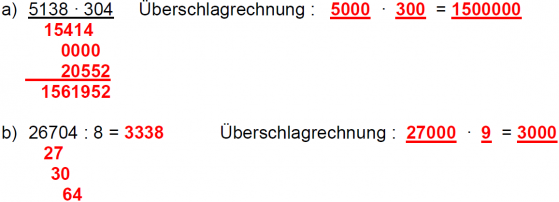 Klassenarbeit zu Grundrechenarten